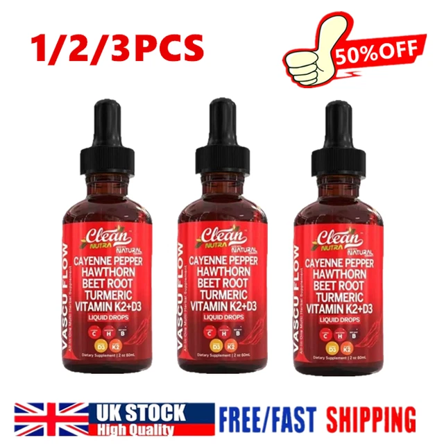 CAYENNE PEPPER HAWTHORN Beet Root Turmeric Vitamin K2+D3 Oral Drops 1 ...