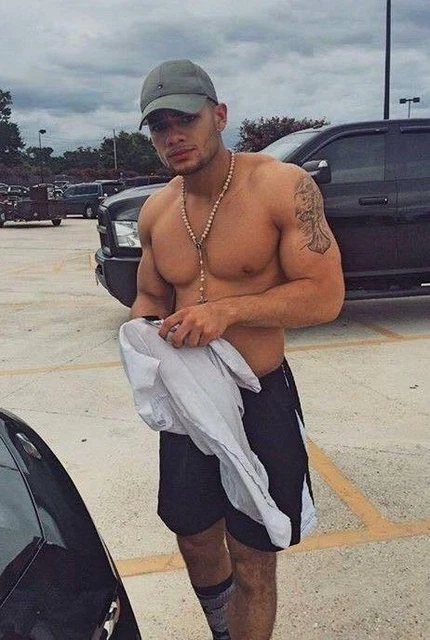 Shirtless Male Muscular Tall Latino Bare Chest Hunk Cute Beefcake Photo
