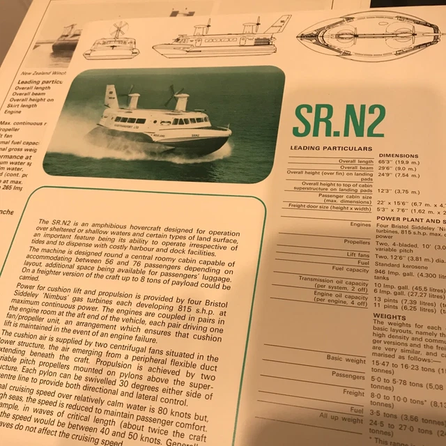 MIX ORIGINAL SRN2 SRN6 Saunders Roe hovercraft brochure 1966 Westland ...