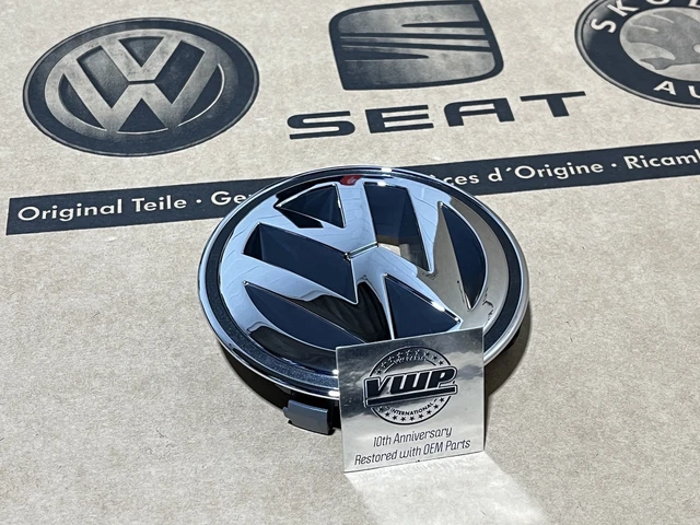 VW GOLF MK5 R32 Phaeton Chrome Grill Badge VW Logo Inscription Genuine ...