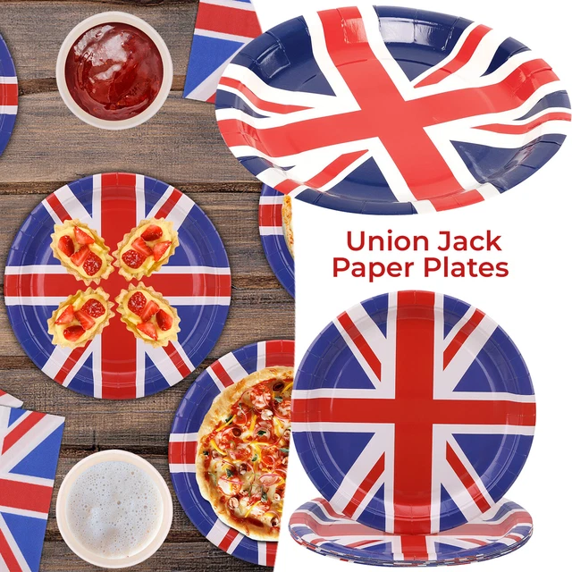 UNION JACK 9& Paper Plates 8-100pcs Tableware Kings Coronation Royal ...