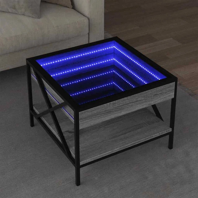 TABLE BASSE AVEC LED Infinity sonoma gris 50x50x38 cm EUR 171,48 ...