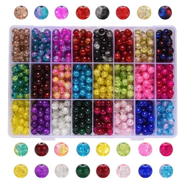 CRACKLE-LAMPWORK-GLASPERLEN, HANDGEFERTIGTE RUNDE Lose Abstandsperlen ...