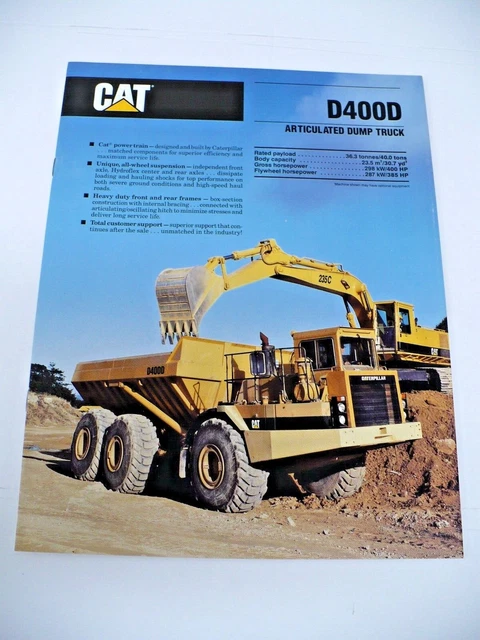 1989 CATERPILLAR D400D Articulated Dump Truck Brochure £13.26 - PicClick UK