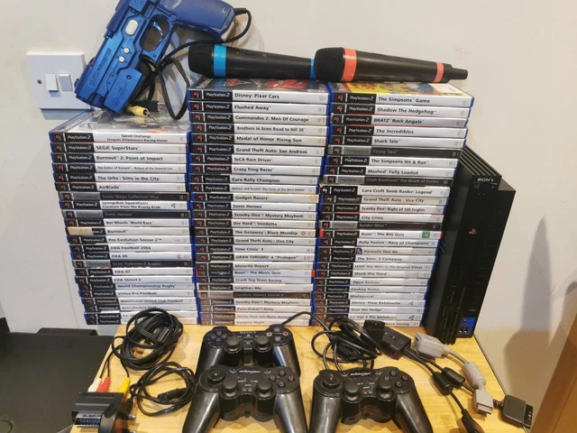 SONY PLAYSTATION 2 Black Console (SCPH-30003 R) Mega Bundle 78 Games ...