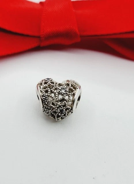 NEW GENUINE PANDORA Openwork Flower Heart’ Charm *796264CZ *Retired ...