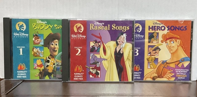 DISNEY CD LOT Of 3 Buddy Rascal & Hero Songs 1996 McDonalds Vol 1 2 3 ...