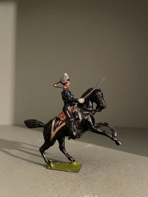 BRITAINS MOUNTED LEAD Toy Soldier. Officer 3rd Hussars on rearing horse ...