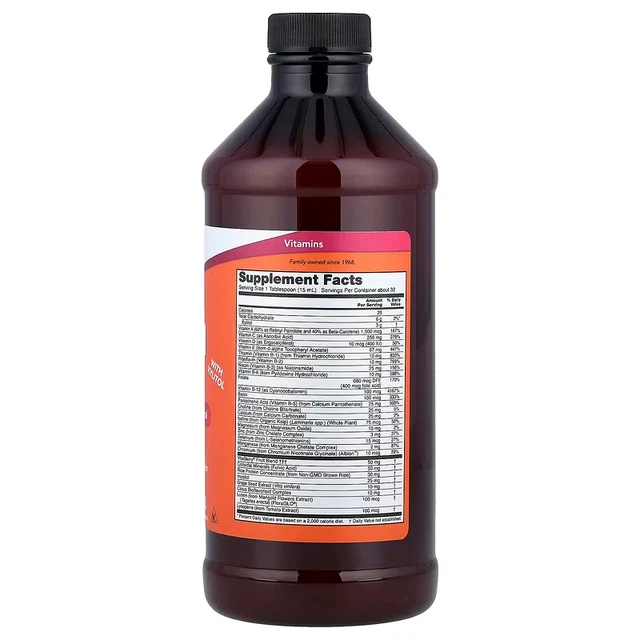 NOW FOODS, LIQUID Multi with Xylitol,Iron-Free, 16 fl oz (473 ml ...