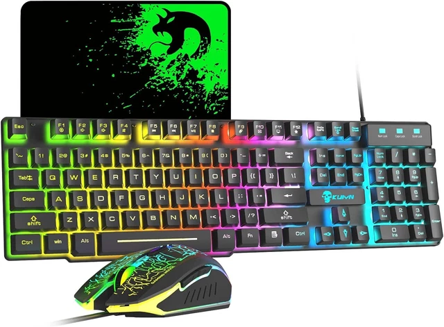 US LAYOUT GAMING Keyboard and Mouse Set 12 RGB Illumination mode 104 ...