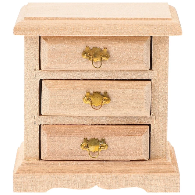 MINI WOOD NIGHT Table Miniature Ornament Dollhouse Nightstand ...