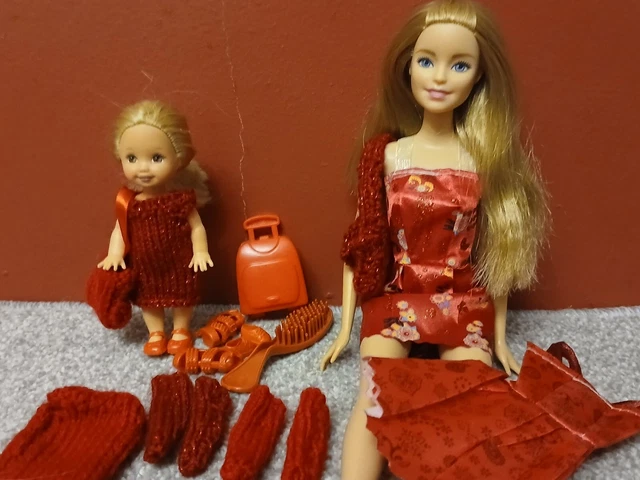 GREAT VALUE! BARBIE & Shelly DOLLS. Red clothes, shoes & accessories ...