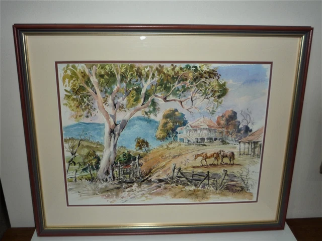 VINTAGE WATERCOLOUR OF Farm By Australian Artist Kenneth Macpherson ...