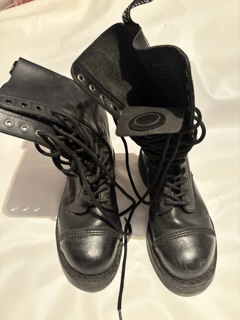 GRINDERS HERALD BLACK Leather Ranger Military Steel Toe Boots . Punk ...