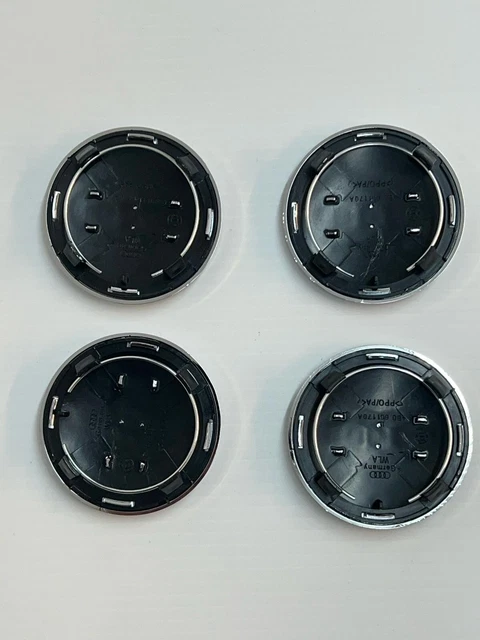AUDI 69MM BLACK Chrome Wheel Rim Center Hub Caps Emblem 4PC Set ...
