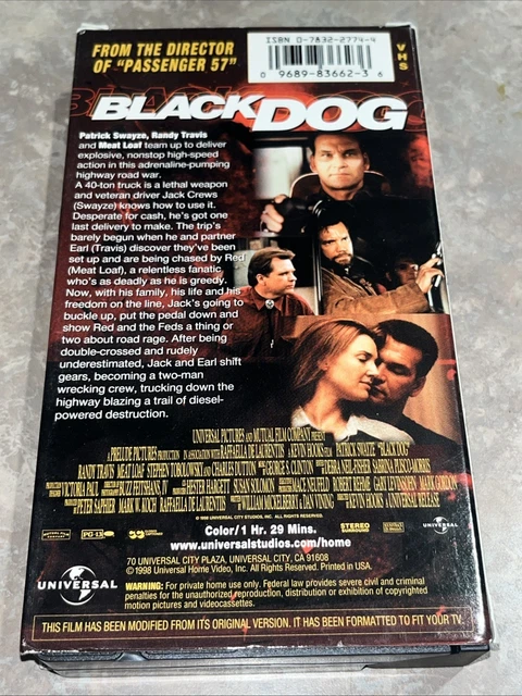 BLACK DOG VHS 1998 Patrick Swayze Meat Loaf Randy Travis ***TESTED*** £ ...