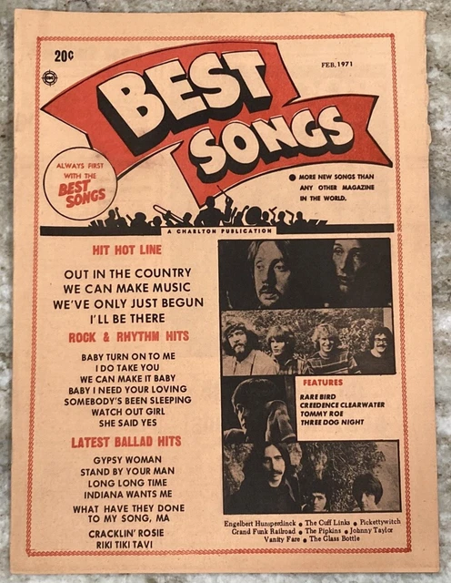 BEST SONGS CHARLTON Music Magazine February 1971 Vol 30 No 40 CCR 3 Dog ...