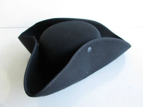 ADULT BLACK COLONIAL Pirate Tricorne Tri-Corner Tricorn Costume Hat ...