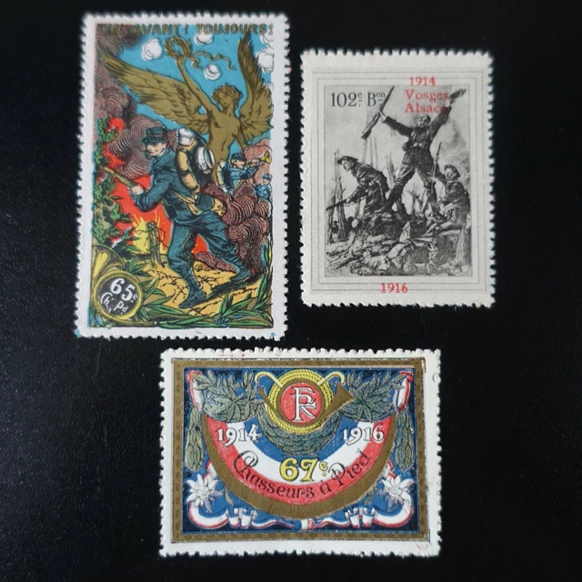 VIGNETTE COMMEMORATIVE LABELS 65° 67° 102° Bataillon De Chasseurs A ...
