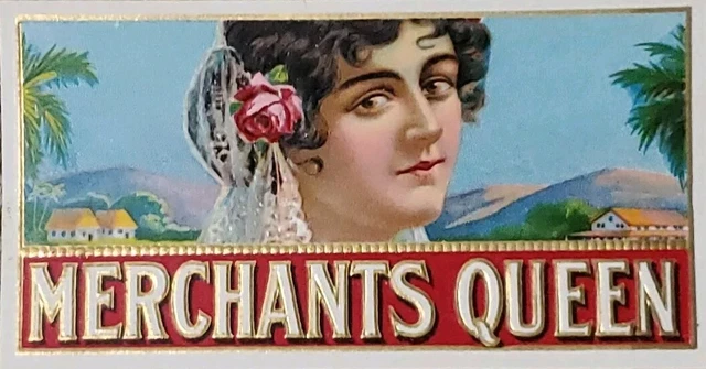 MERCHANTS QUEEN CIGAR BOX LABEL Small Rare Advertising $14.20 - PicClick