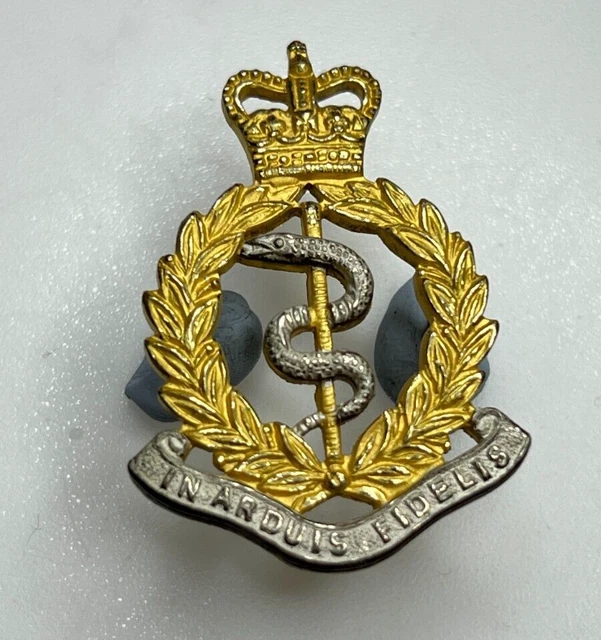 RAMC ROYAL ARMY Medical Corps Officers Cap Badge Gilt & Silver Plate 43 ...