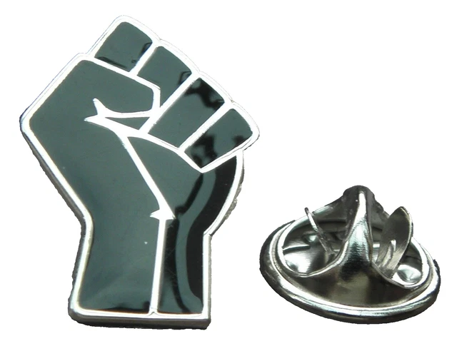 RAISED CLENCHED BLACK Fist Pin Badge BLM Resistance Mandela Power ...