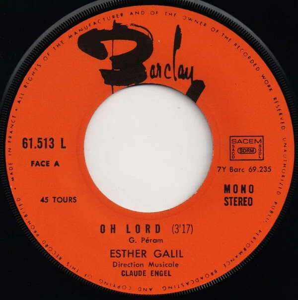 ESTHER GALIL OH Lord / Ima - 45T x 1 EUR 3,80 - PicClick IT