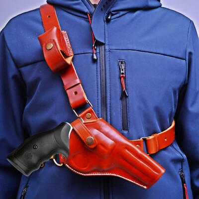 LEATHER CHEST HOLSTER Fits Colt Python, King Cobra .357 Magnum ...