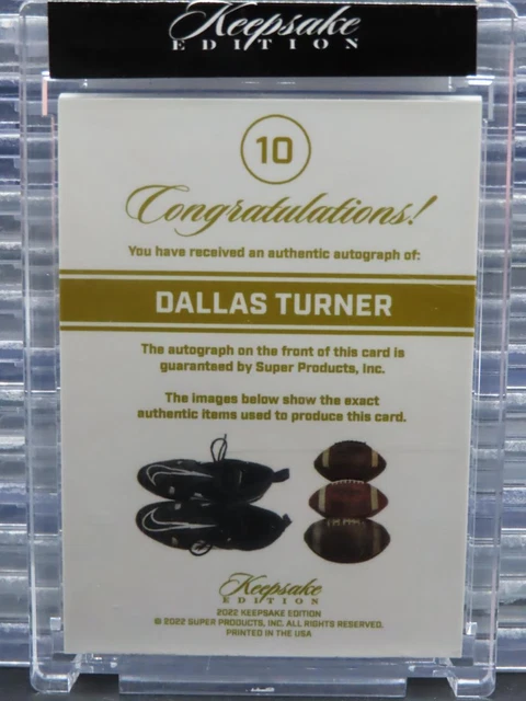 2022 KEEPSAKE EDITION Dallas Turner First Ever Rookie Patch Auto RC #10 ...