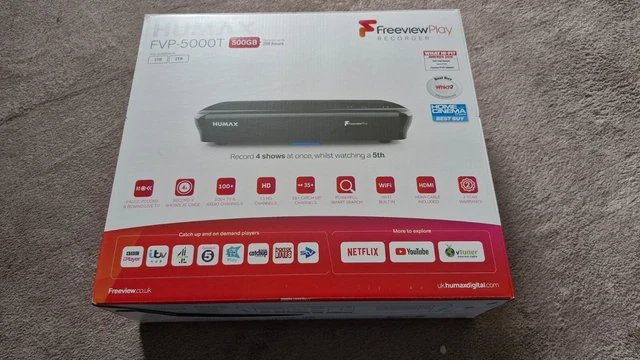 HUMAX FVP-5000T 500GB Freeview Box Recorder Original Packaging (See ...