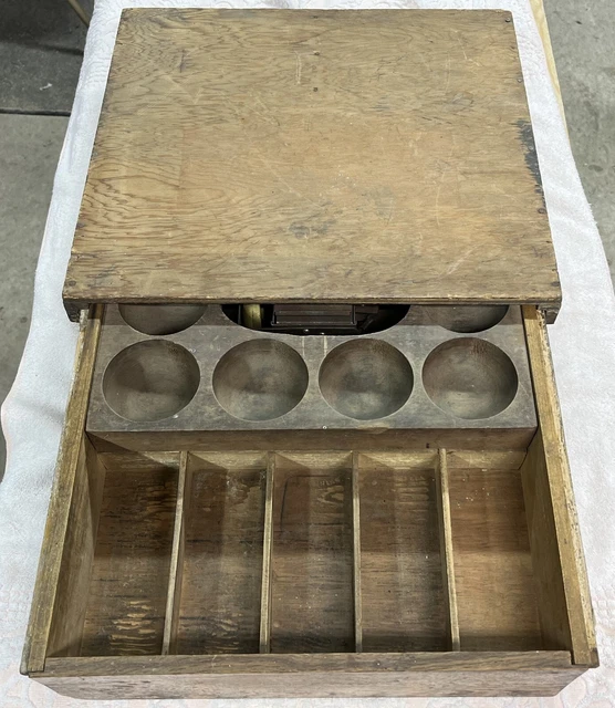 VINTAGE ANTIQUE WOODEN Alarm Cash Register Base - Drawer - Till - Coin ...