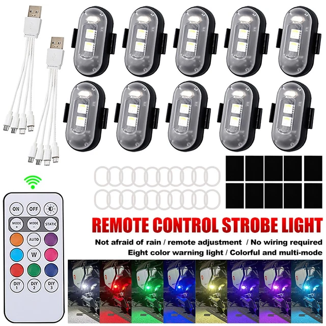 RGB 8 COLOR Remote Control Wireless LED Strobe Light Rechargeable ...