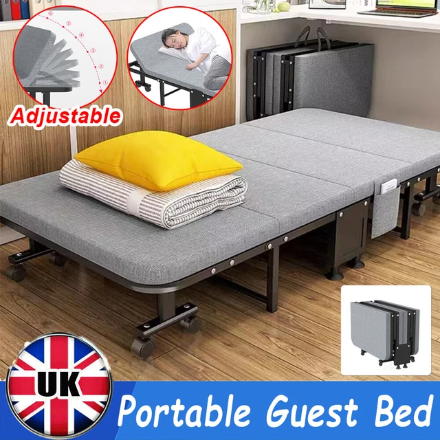 HEAVY DUTY SINGLE Folding Bed w/ Mattress Portable Guest Bed Metal ...