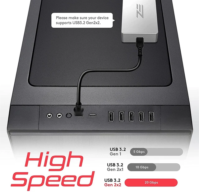 EZDIY-FAB USB3.2 GEN2X2 Type-E Front Panel Internal Expansion Card 20 ...