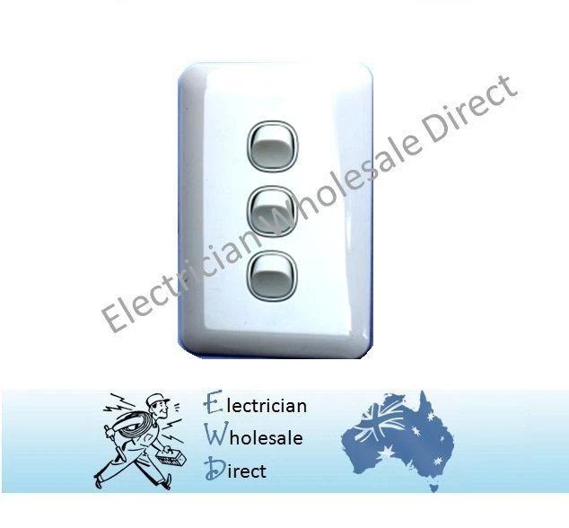 SLIM WAFER 3 Gang Light Switch White Bakelight Slimline Electrical ...