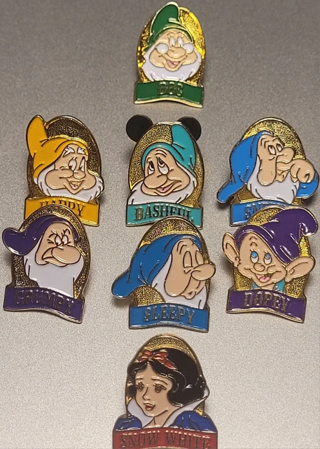 WALT DISNEY MASTERPIECE Snow White & 7 Seven Dwarfs Lapel Pin Set ...