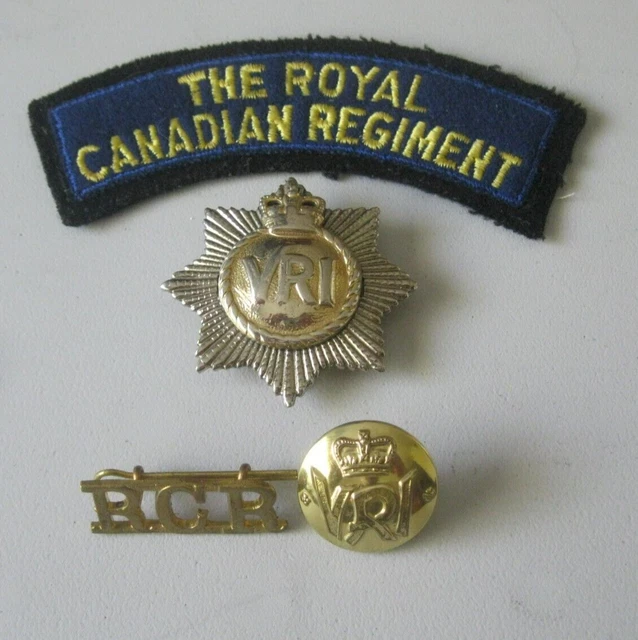 ROYAL CANADIAN REGIMENT Cap Badge, Patch, Shoulder Badge & Button $64. ...