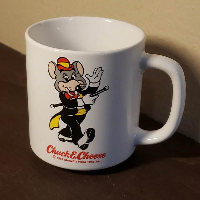 VINTAGE 1991 CHUCK E CHEESE Tux Mini Mug Cup Showbiz Pizza 3" Coffee ...