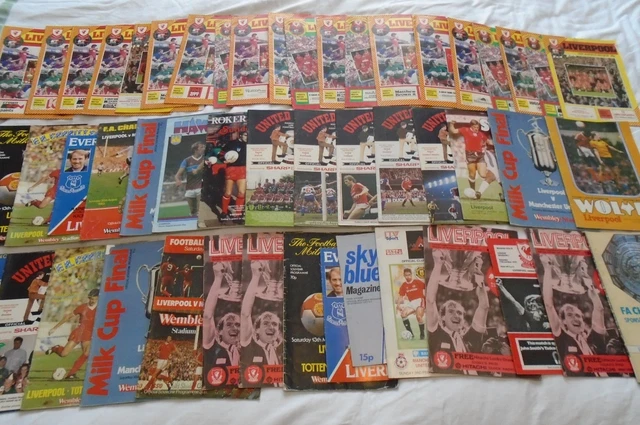 LIVERPOOL HOME & AWAY FOOTBALL PROGRAMMES 1980's JOB LOT BUNDLE X 70 ...