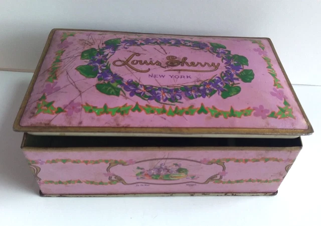 VINTAGE 1920 CANCO Louis Sherry New York Pink Purple Floral 1/2lb ...