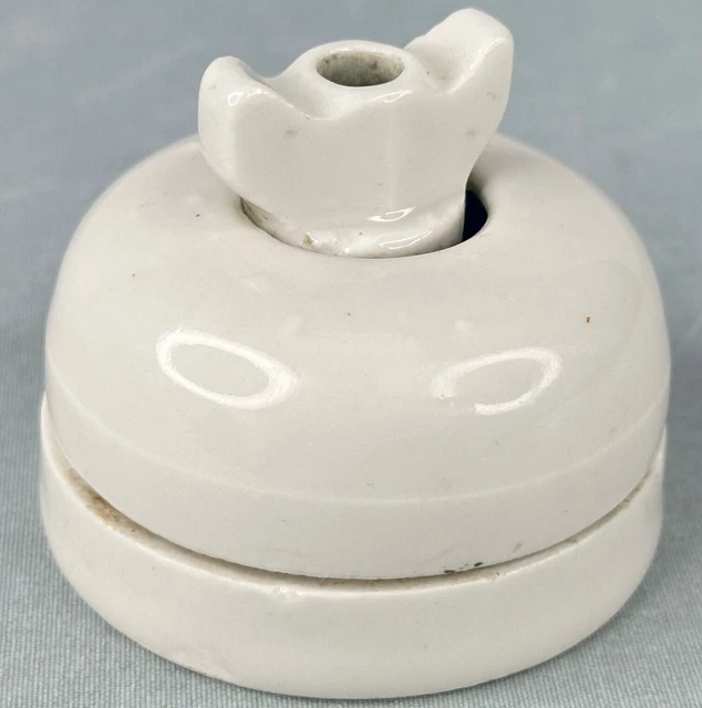VINTAGE FRENCH SMALL Round White Ceramic Electric Light Bow Switch £12. ...