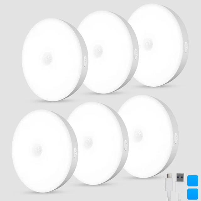 MOTION SENSOR LIGHTS Indoor, Pack of 6 Wireless LED Rechargeable ...