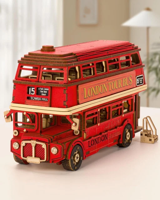 ROWOOD 3D WOODEN Puzzles London Tour Bus, Retro Model Kit for Adults to ...