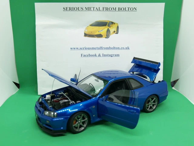 AUTOART 77408 NISSAN Skyline Gt-R(R34) 2001 V Spec 11 Bayside Blue 1:18 Scale £269.00 - PicClick UK
