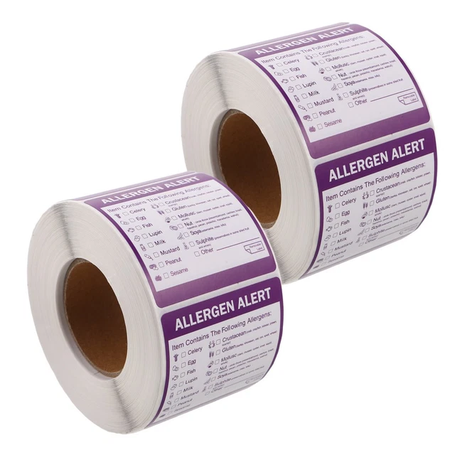 2 ROLLS ALLERGEN Label Food Labels Notification Stickers Indicator $44. ...