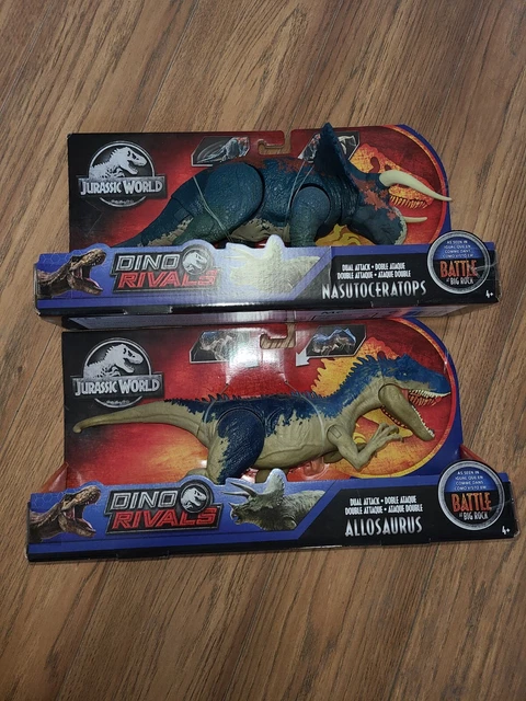 Jurassic World Dino Rivals Allosaurus And Nasutoceratops Battle At Big Rock Set 22318 Picclick Ca