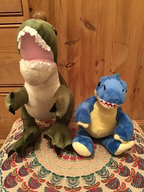 KANDYTOYS GREEN 11& Blue 10" T-Rex Dinosaur Dino Bundle Soft Plush ...