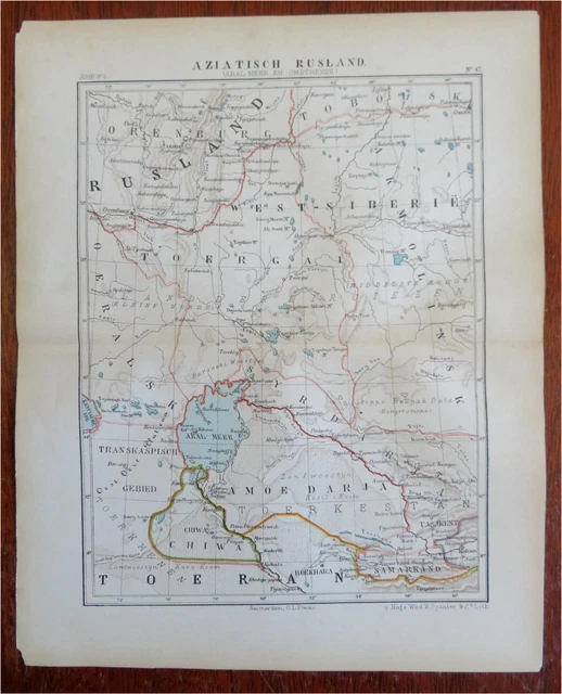 RUSSIAN EMPIRE CENTRAL Asia Aral Sea Siberia Bukhara Samarkand c. 1865 ...
