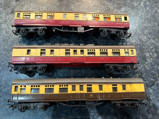 3 VINTAGE TRI-ANG Coaches :GWR /Crimson Cream £9.99 - PicClick UK