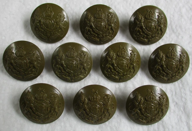 10X WW2 BRITISH Army:"GENERAL SERVICE GREATCOAT BUTTONS" (25mm, War ...